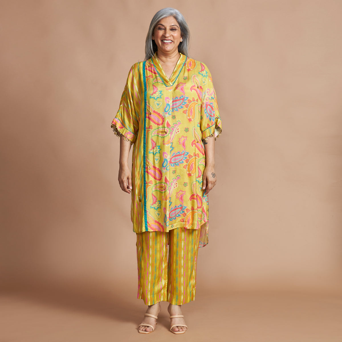 MEHAR Kaftan Set - Yellow Paisley (SOLD OUT) – O Layla