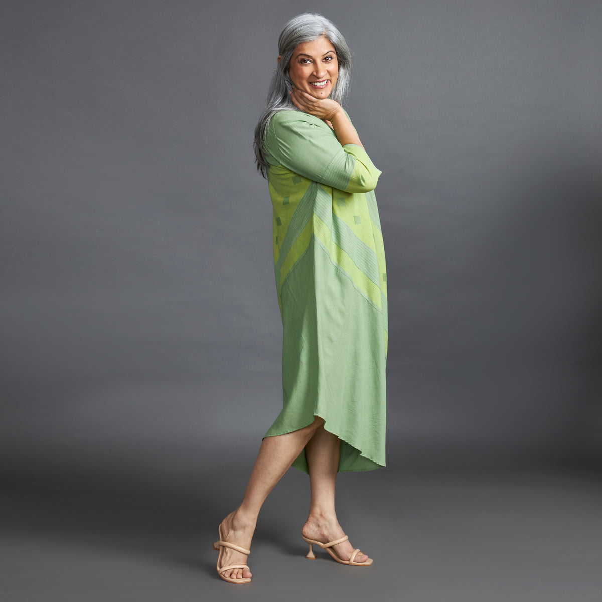 TASHI Cowl Dress - Green stripe (LAST PIECES) – O Layla